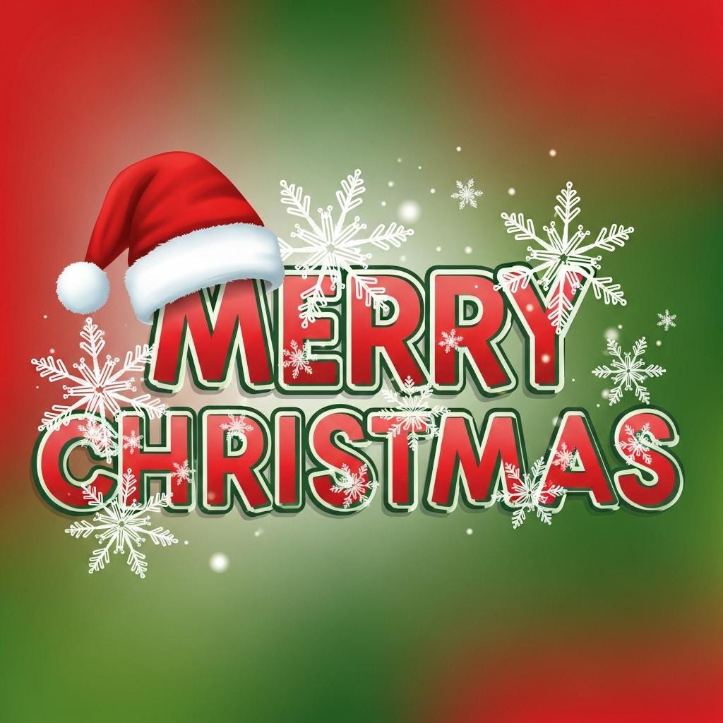 Merry Christmas Text Clipart – Festive Holiday Lettering With Santa Hat ...