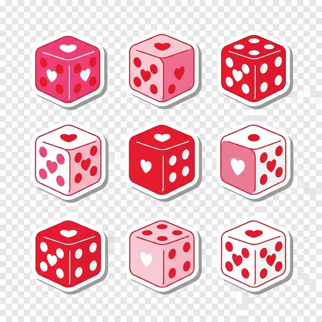 Cute Love Dice Clipart Set – Romantic Heart Dice Collection for ...
