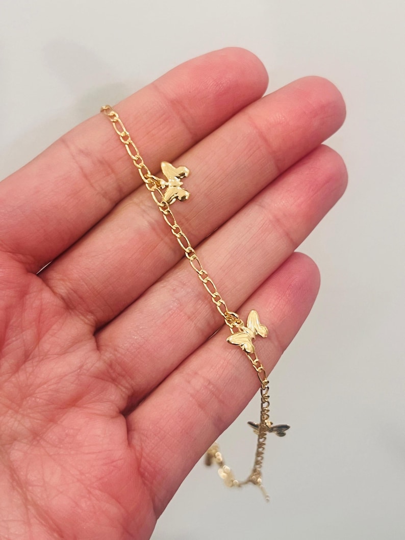 Dainty 18K Gold Filled Butterfly Anklet - Haus of Monogram - Etsy