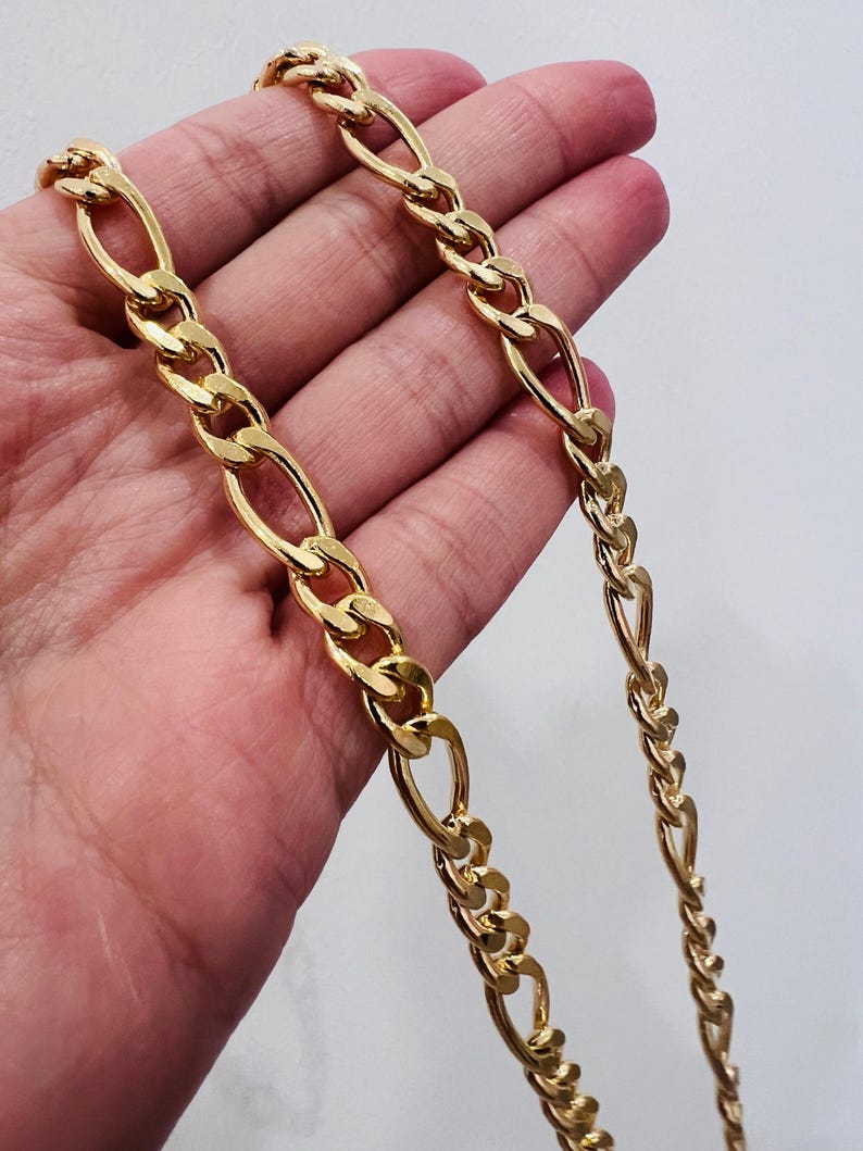 Gold Filled Figaro Chain: 7mm Thick Unisex Necklace - Etsy