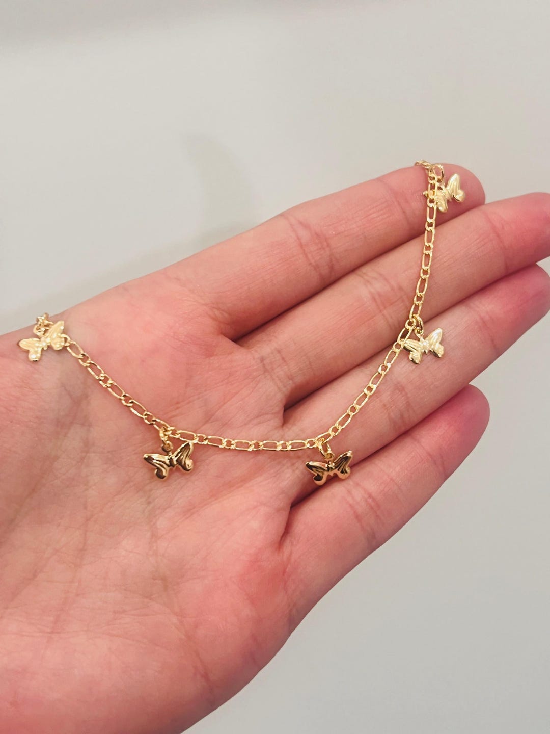 Dainty 18K Gold Filled Butterfly Anklet - Haus of Monogram - Etsy