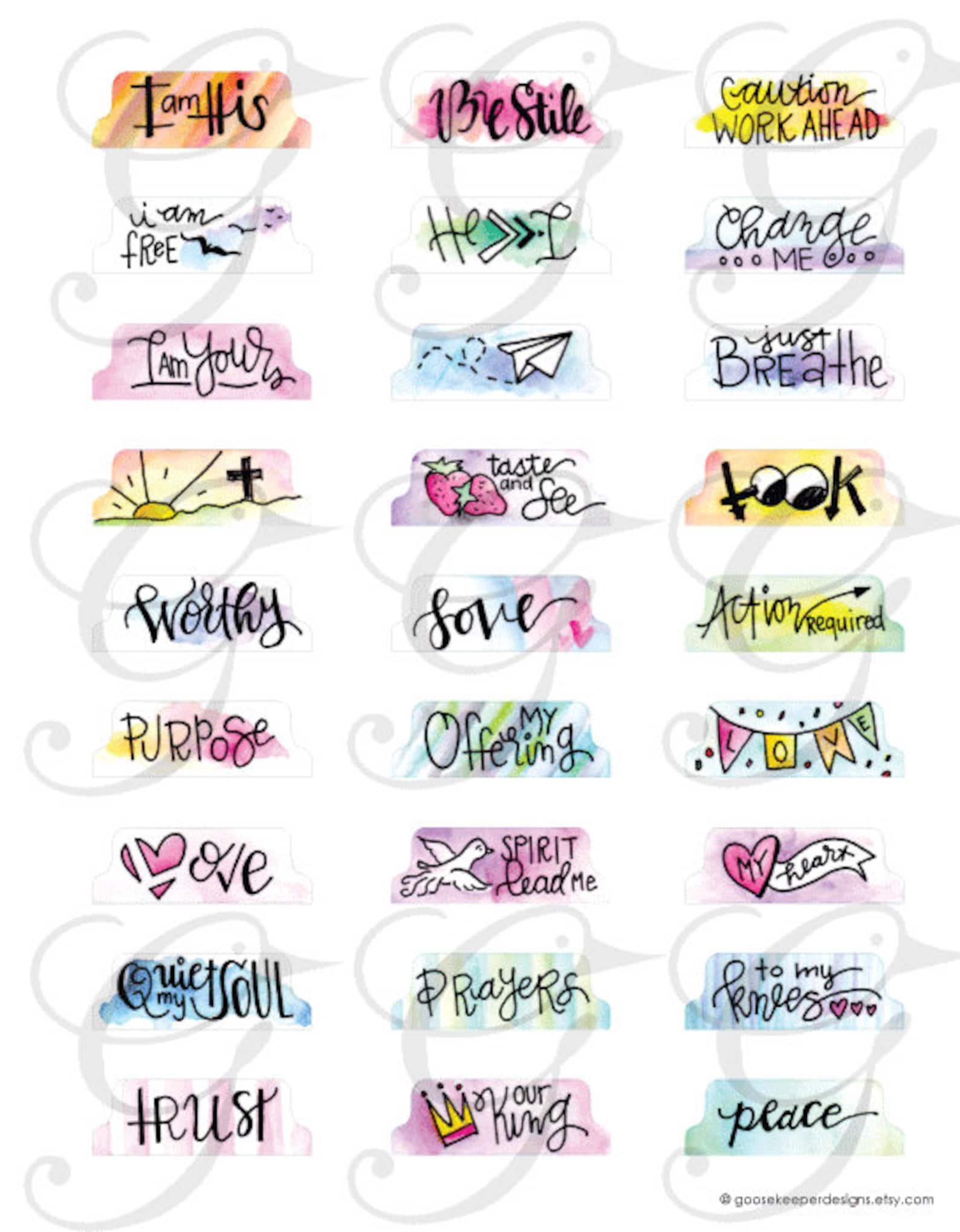 PDF DOWNLOAD Bible Journaling Tags and Die-cuts, Tip-ins, Stickers ...