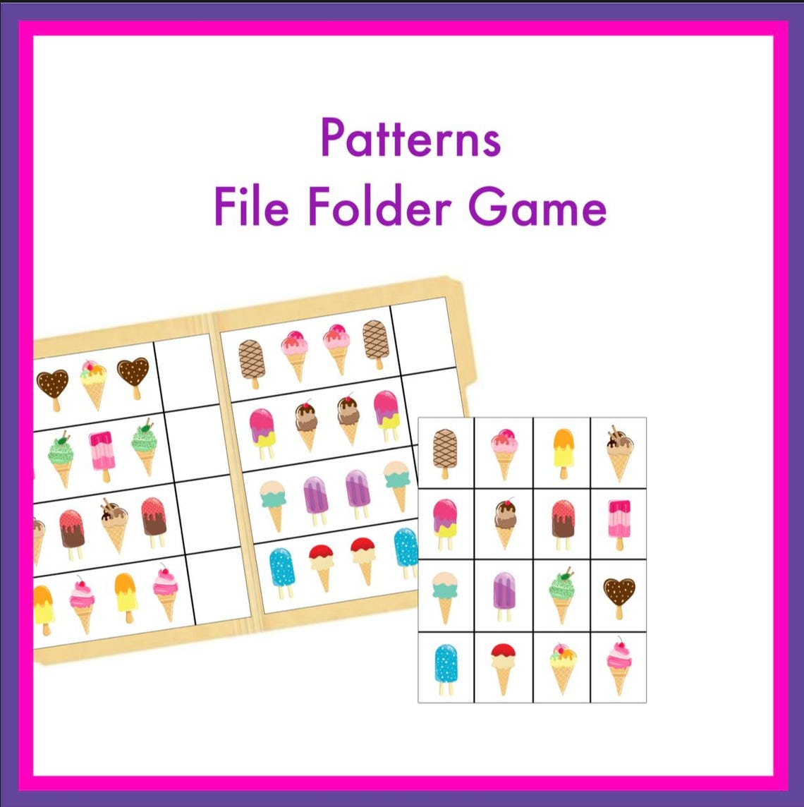 Patterns File Folder Game: Printable Learning Activity - Etsy