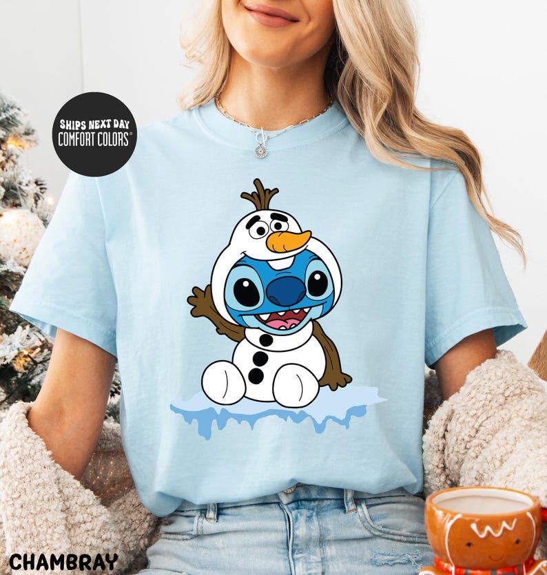 Olaf Stitch Christmas Comfort Colors® shirt Christmas Disney Frozen ...