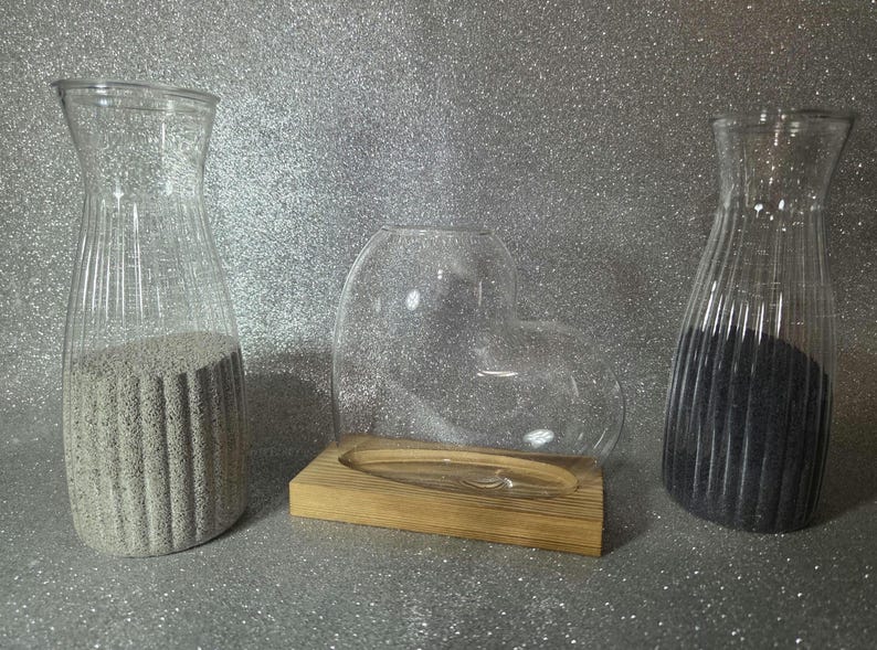 Sand Unity Ceremony Set – Heart-shaped Vase + 2 Pouring Vessels ...