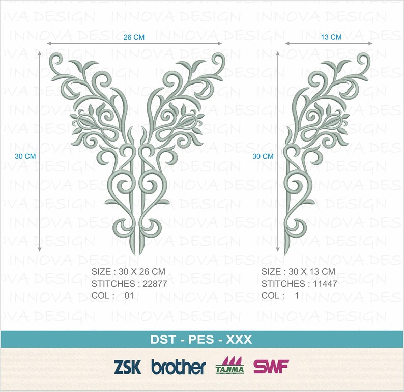 Elegant Floral Swirl Embroidery Design - Etsy