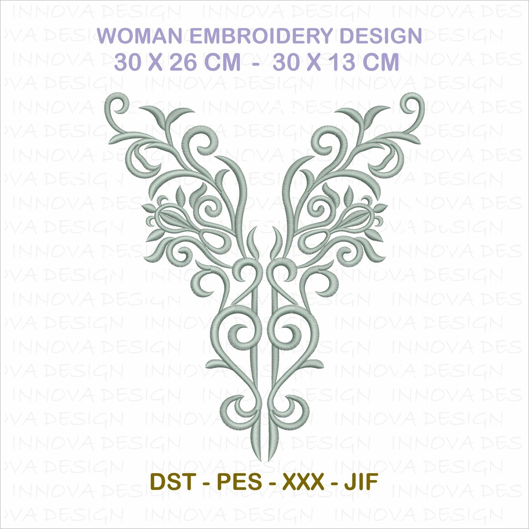Elegant Floral Swirl Embroidery Design - Etsy