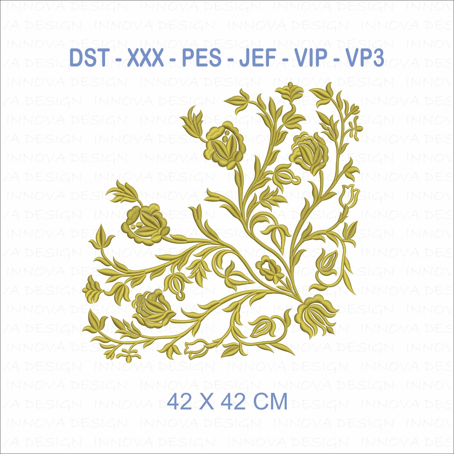 Golden Rose Embroidery Design | 42x42 Cm | Digital File (DST) - Etsy
