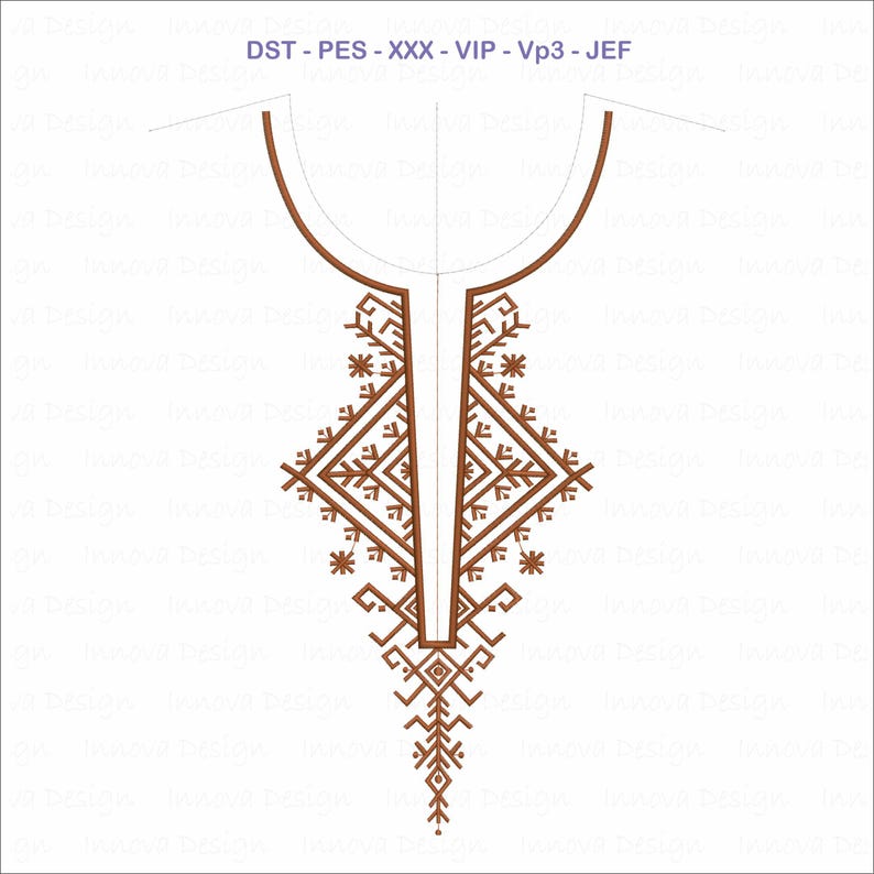 Tribal Geometric Neckline Embroidery Design - Etsy