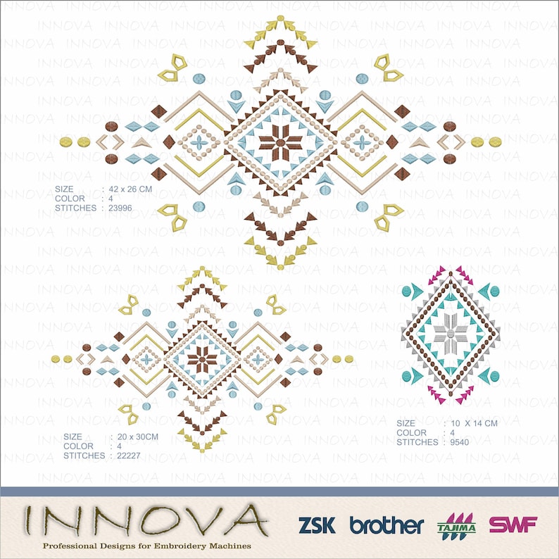 Aztec Geometric Embroidery Design Set (3 Sizes) - Etsy