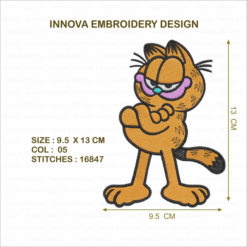 Garfield the Cat Machine Embroidery Design Set (4 Poses/styles) - Etsy