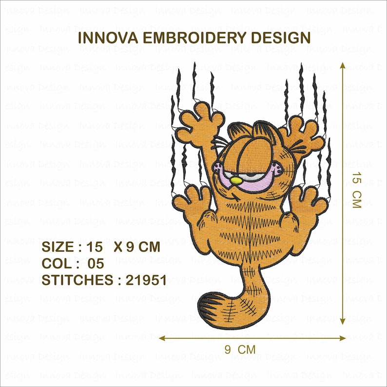 Garfield the Cat Machine Embroidery Design Set (4 Poses/styles) - Etsy