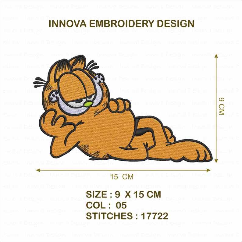 Garfield the Cat Machine Embroidery Design Set (4 Poses/styles) - Etsy