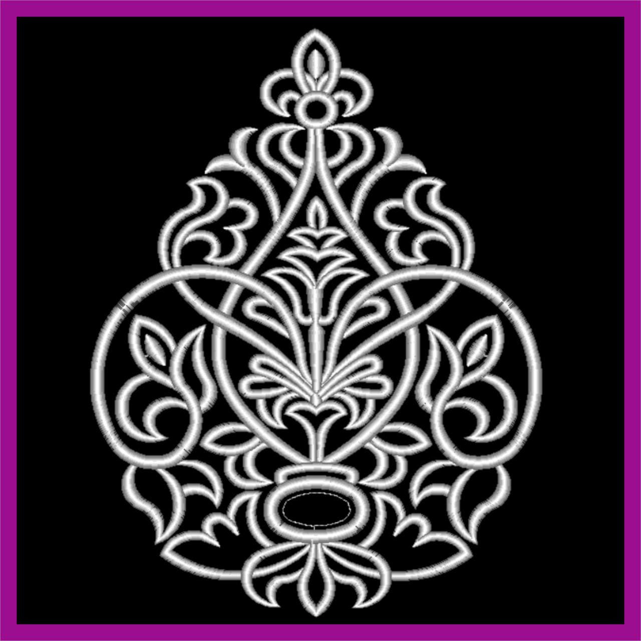 Baroque Embroidery Design - Single Color Machine Embroidery Pattern ...