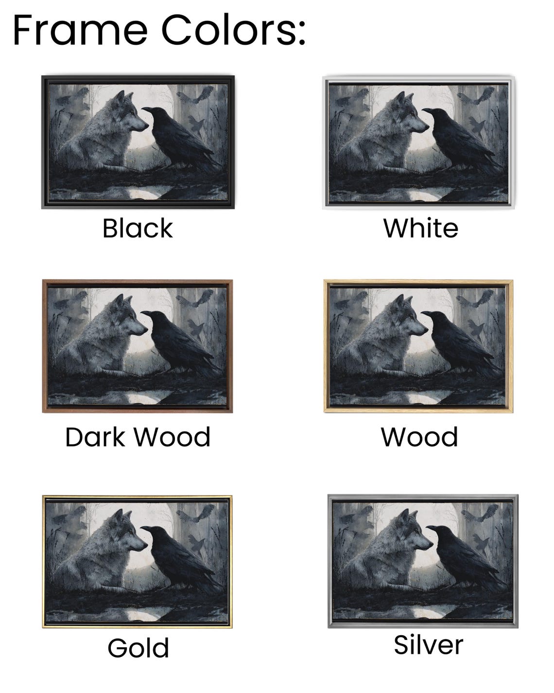 Wolf and Crow Dark Fantasy Wall Art | Atmospheric Moonlit Forest Canvas ...
