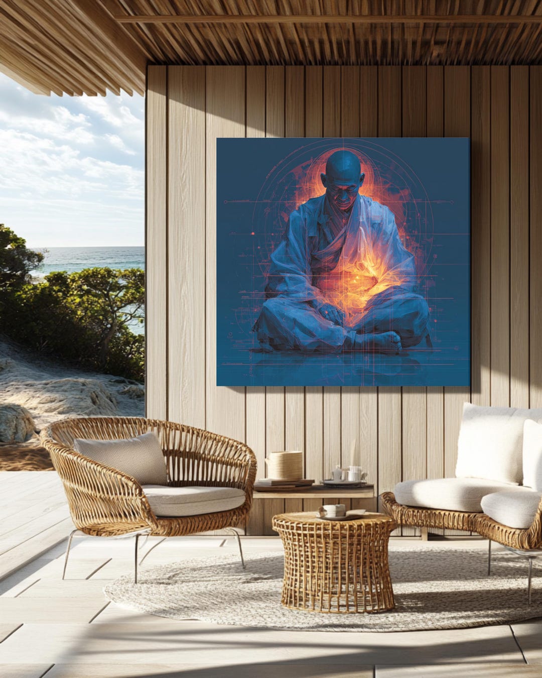 Blue Monk Sacred Geometry Art: Spiritual Poster, Canvas, or Framed ...