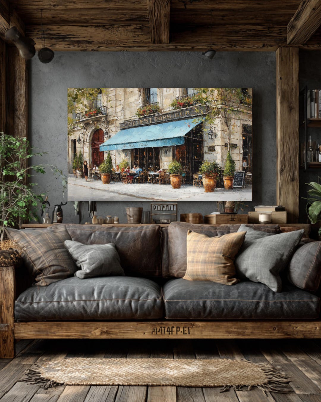 Hand Painted Coffee Shop Restaurant Wall Art on Canvas | Unique ...