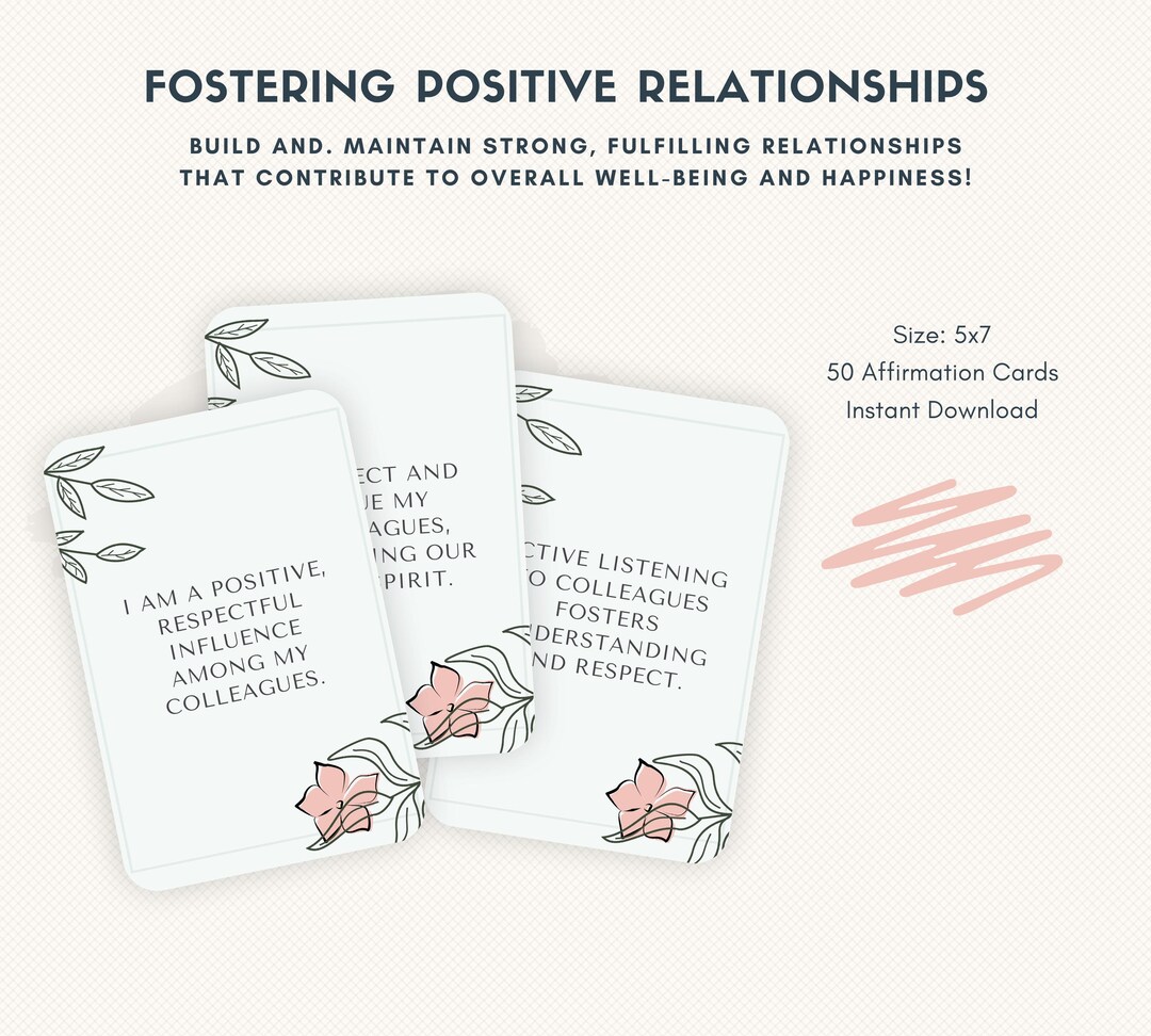Printable Relationship Affirmation Cards PDF – 50 Uplifting 5x7 Cards ...