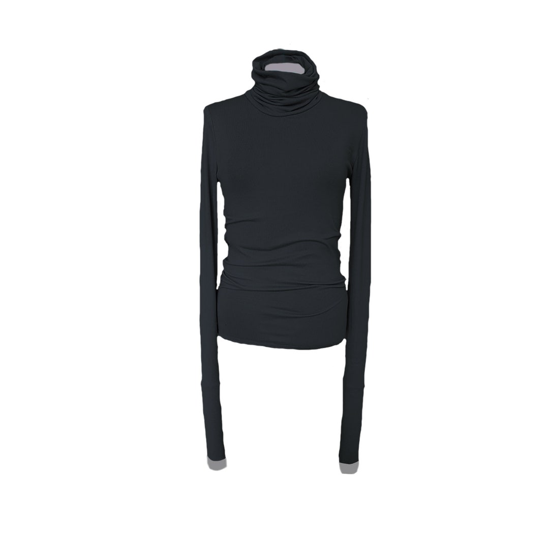 High Turtle Neck Top, Extra Long Tip Sleeve, Office Wear Woman ...