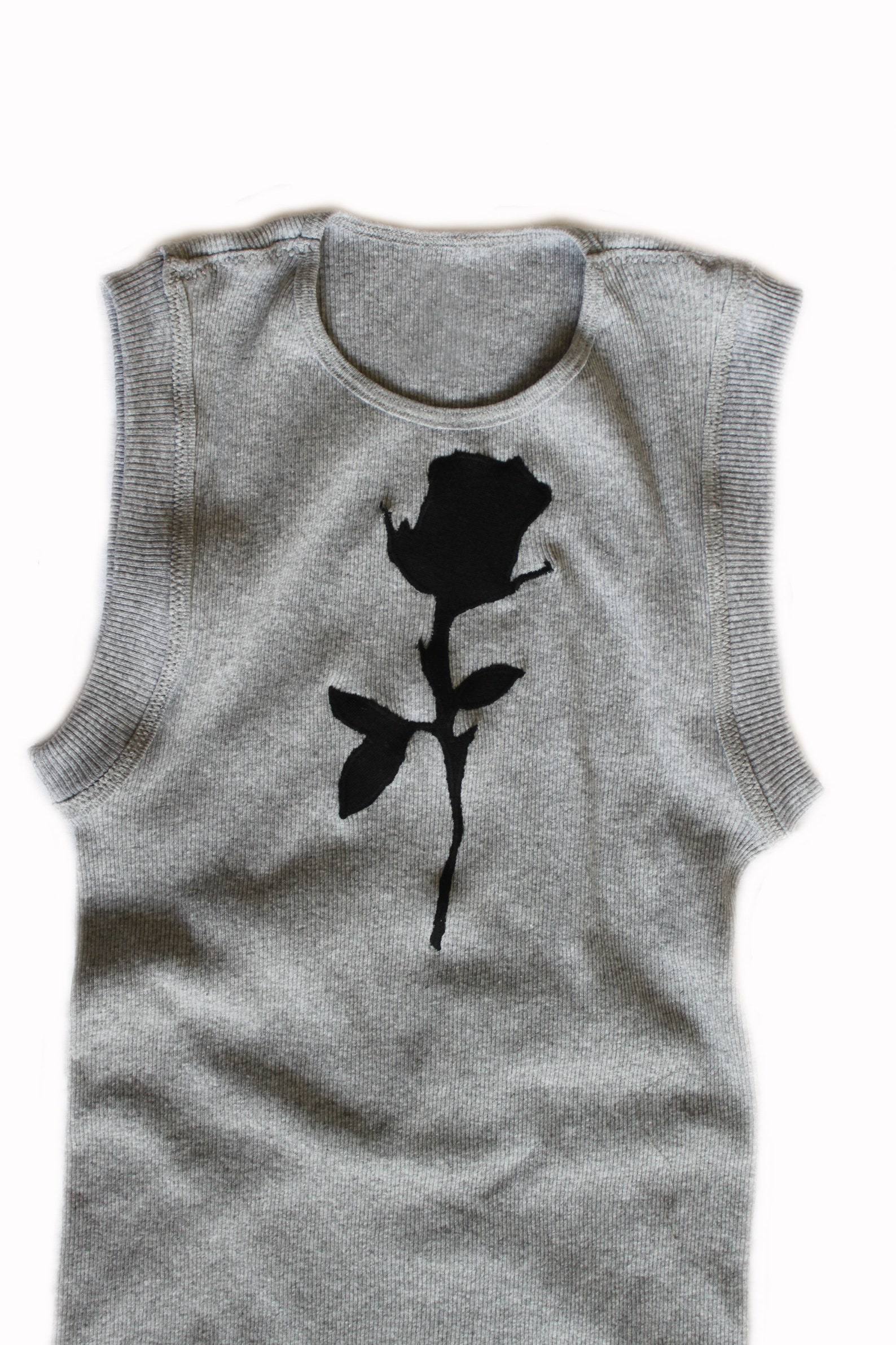 Rose Applique Front Top, Woman Sleeveless Knit, Black Tank, Tratgirl - Etsy
