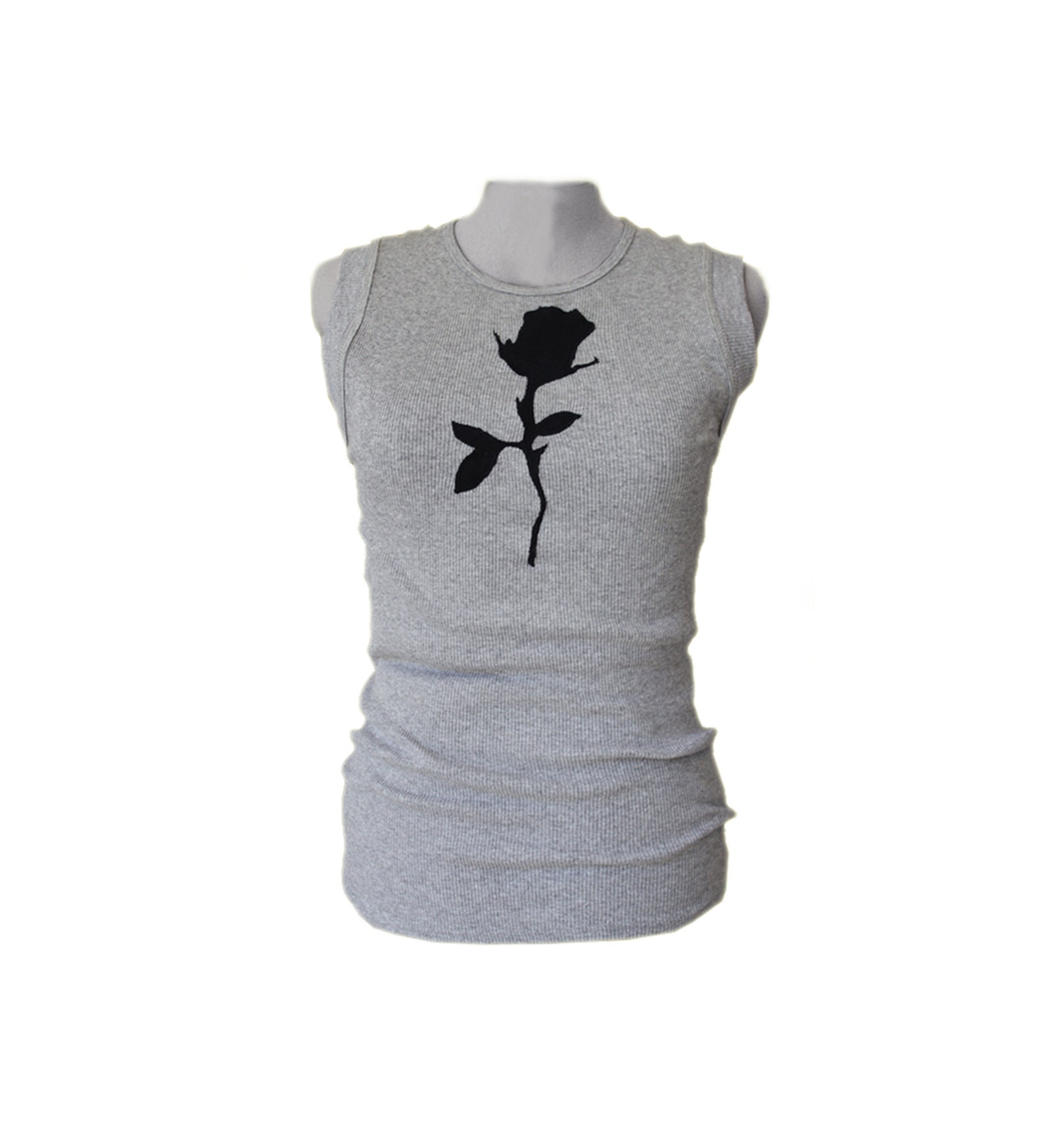 Rose Applique Front Top, Woman Sleeveless Knit, Black Tank, Tratgirl - Etsy