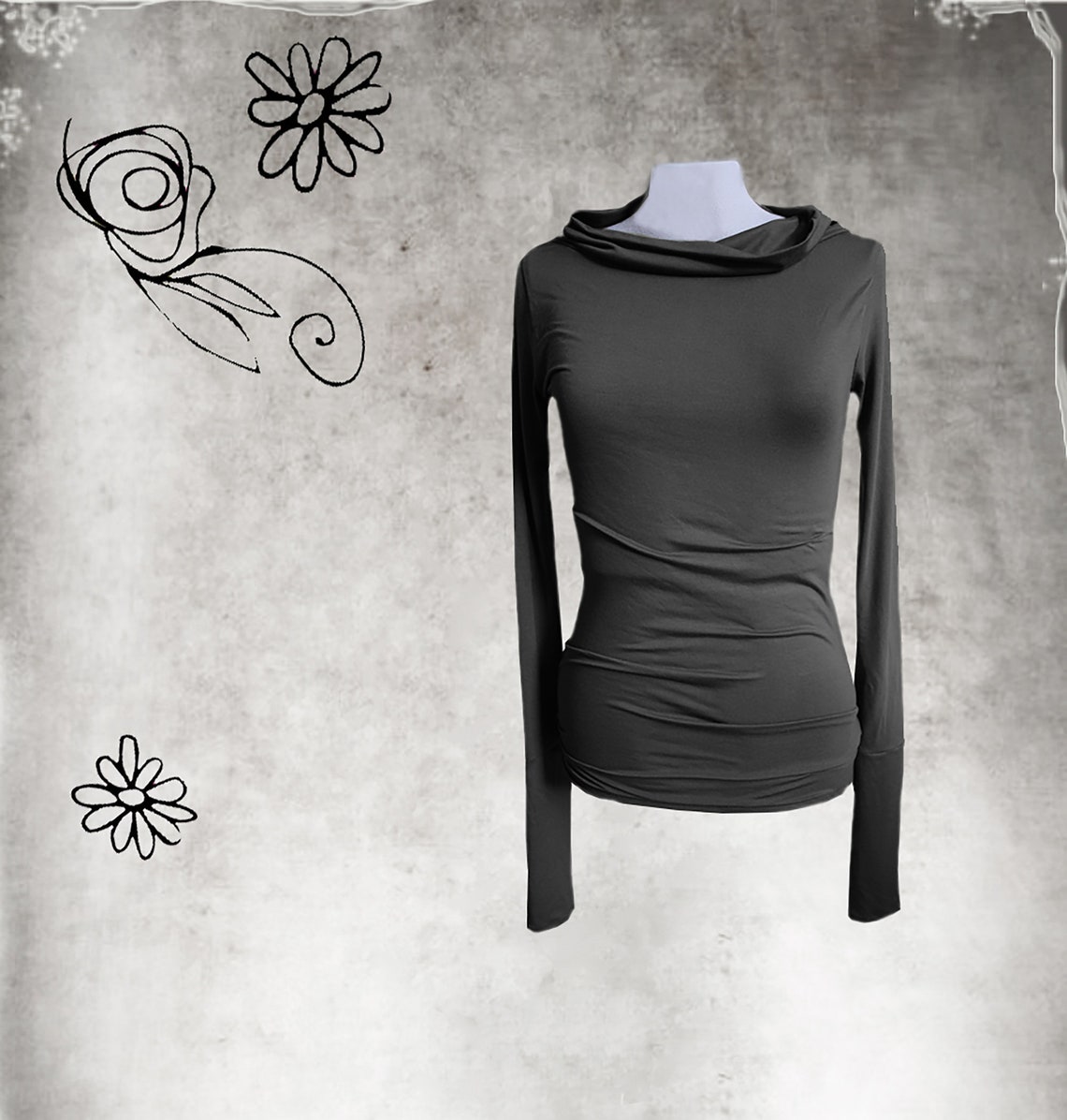 Wide Neck Cowl Extra Long Sleeves Optional Pull Over Knit - Etsy