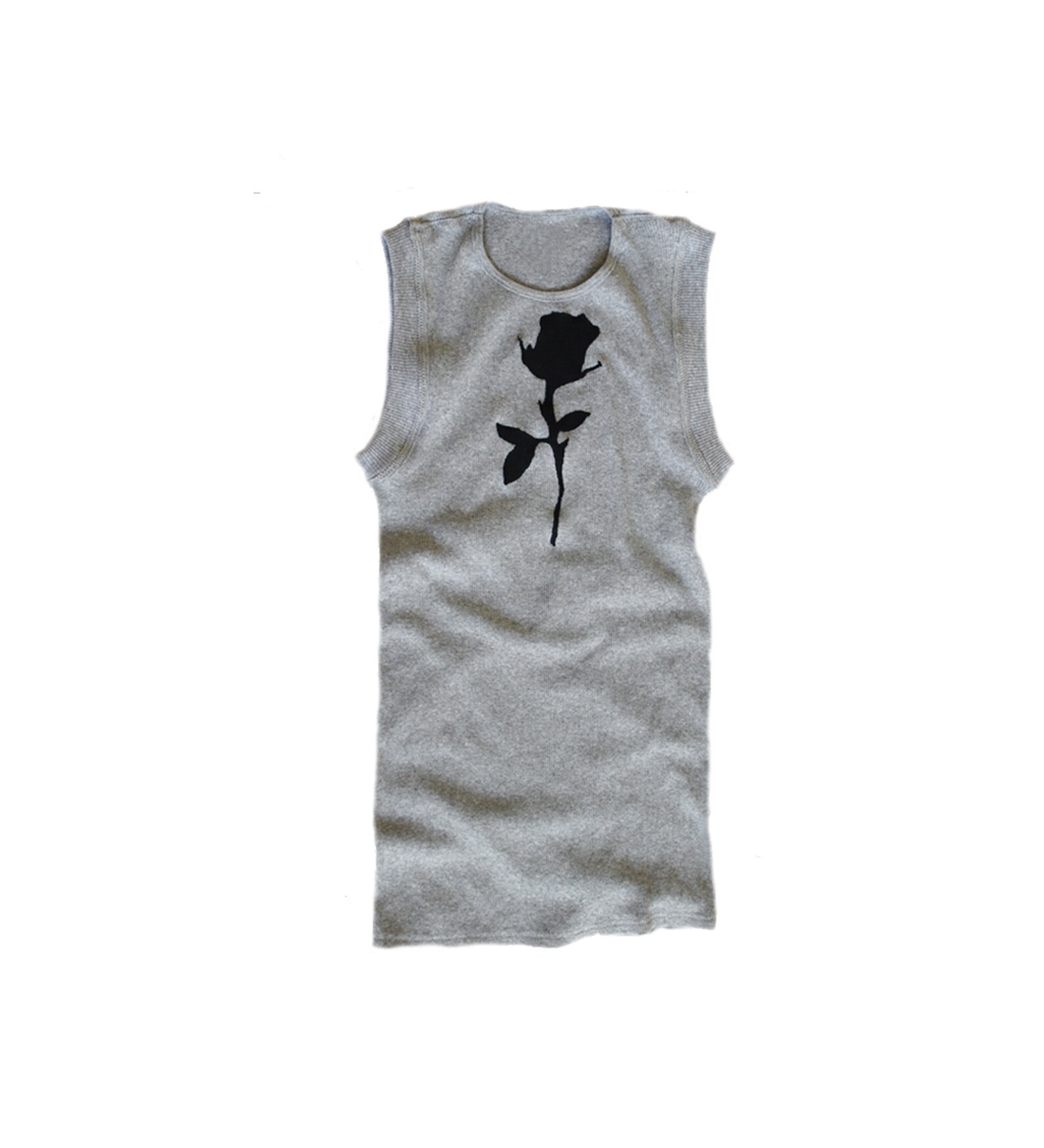 Rose Applique Front Top, Woman Sleeveless Knit, Gray Tank, Tratgirl - Etsy