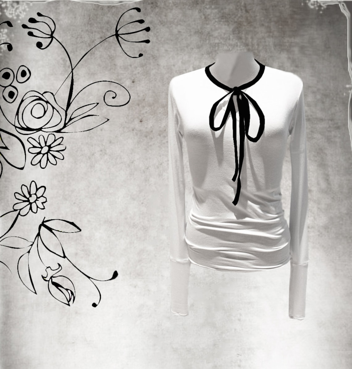 Keyhole Knit Top Woman White Shirt Extra Long Sleeve | Etsy