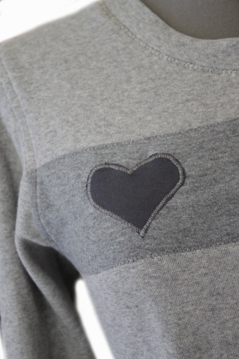 Gray knit top heart color option chest stripe pull over | Etsy