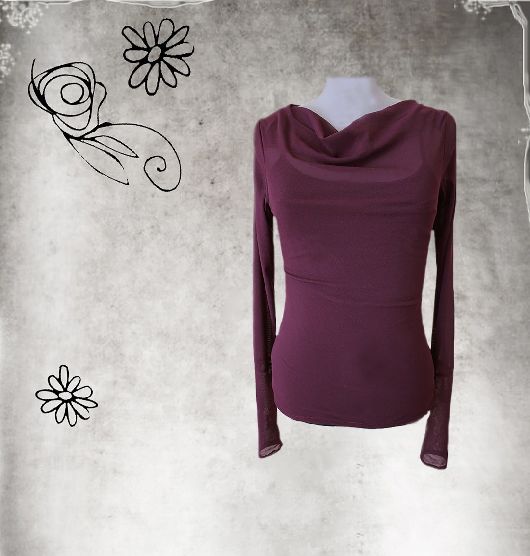 Mesh Top and Tank Set - Drape Neck - Extra Long Sleeve - Woman Layering ...