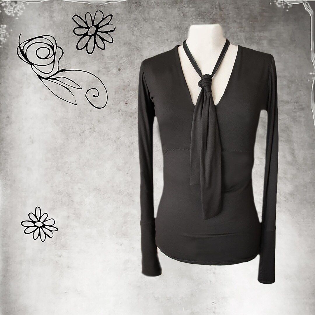Deep V Neck and Adjustable Tie, Extra Long Sleeves, Tratgirl - Etsy