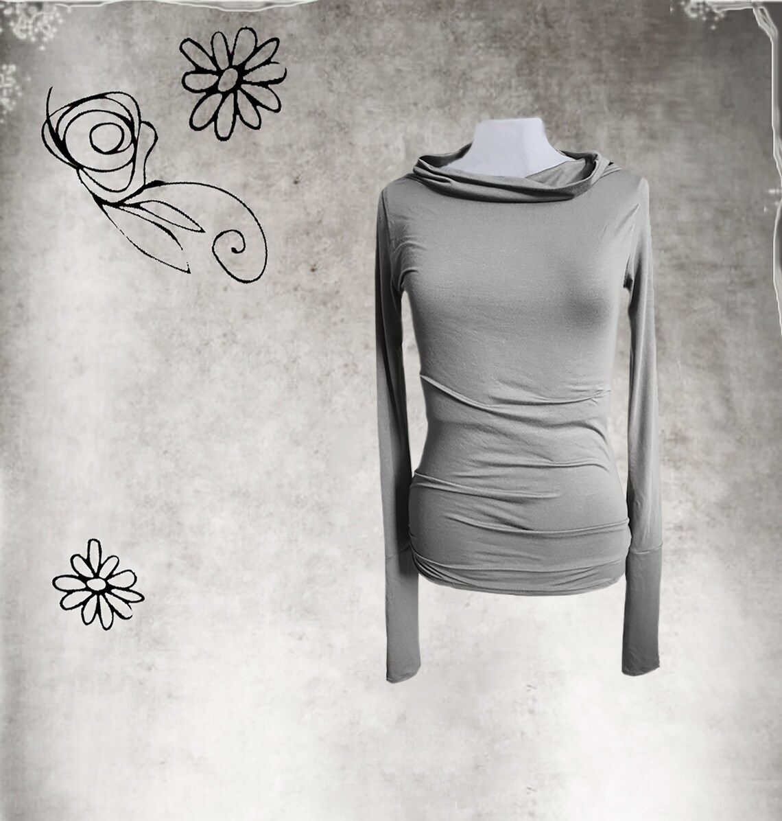 Wide Neck Cowl Extra Long Sleeves Optional Pull Over Knit - Etsy