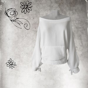Wide Neck Fleece Sweatshirt: Off-shoulder Blouson Top - Etsy