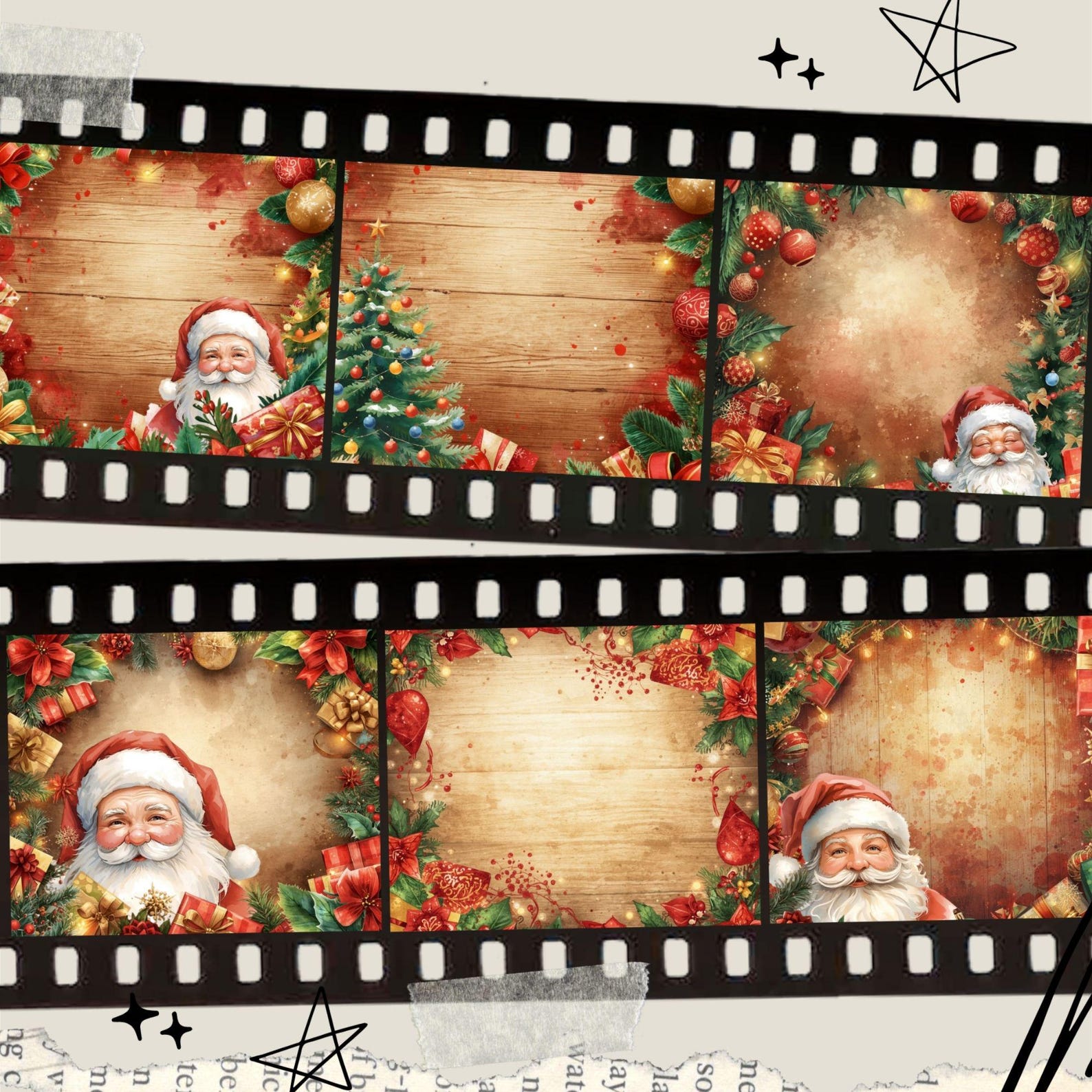 Santa Claus Digital Paper | Christmas Scrapbook Backgrounds | Holiday ...