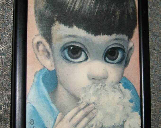 Vintage Keane Art Print A Boys Dog Framed Big Eyes Artwork Mid Century ...
