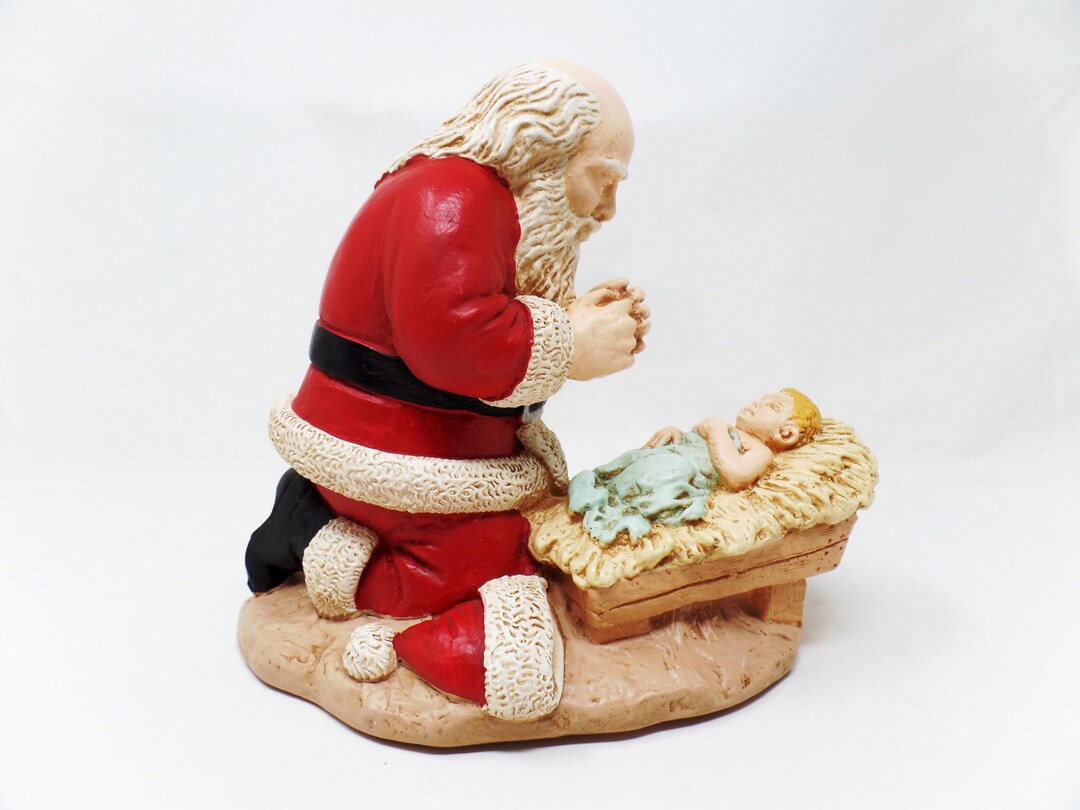 Vintage Vargas Kneeling Santa With Baby Jesus Sculpture - Etsy