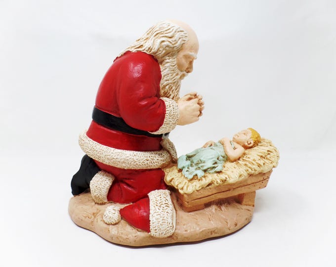 Vintage Vargas Kneeling Santa With Baby Jesus Sculpture - Etsy