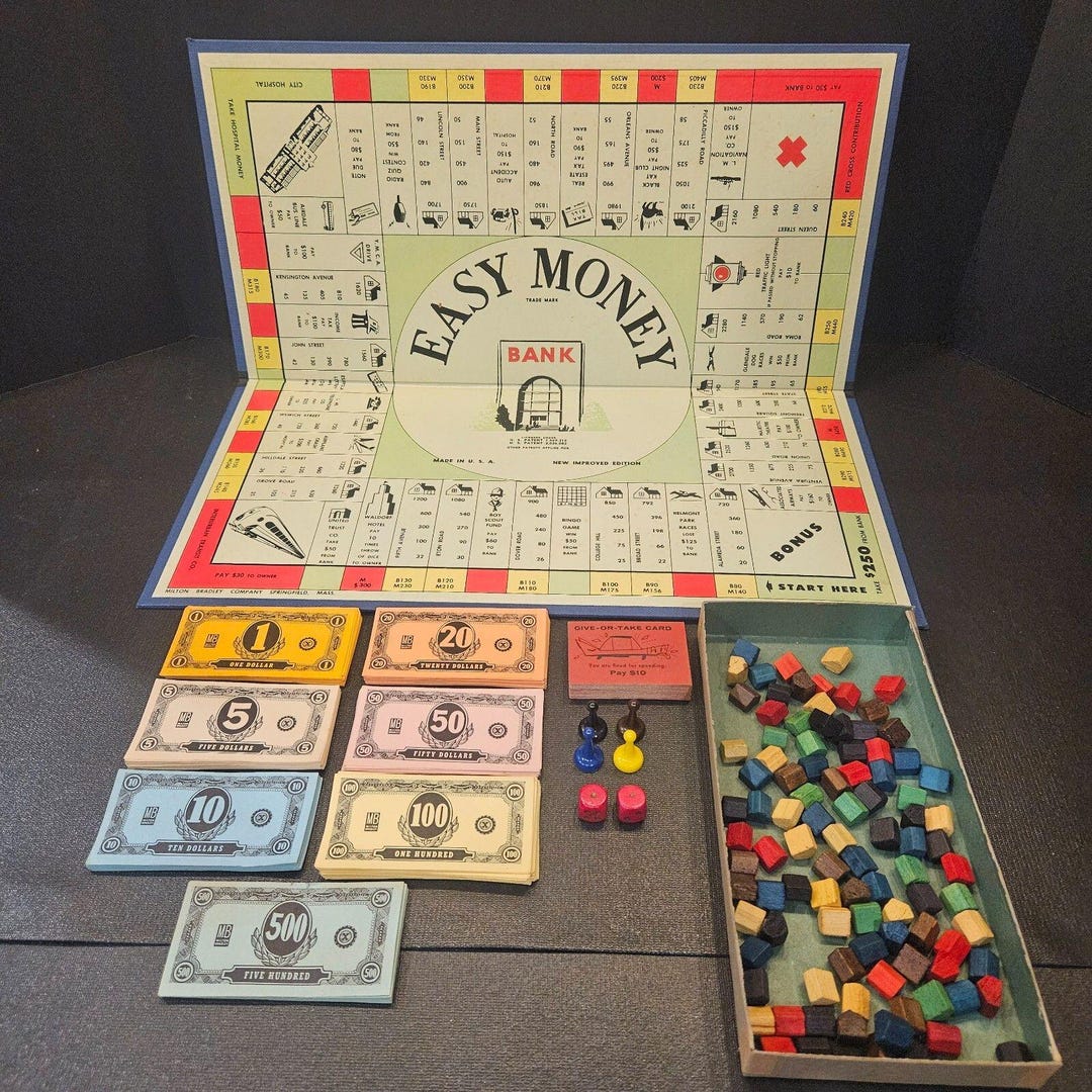 Vintage "easy Money" Board Game (1950's) by Milton Bradley (#144) - Etsy