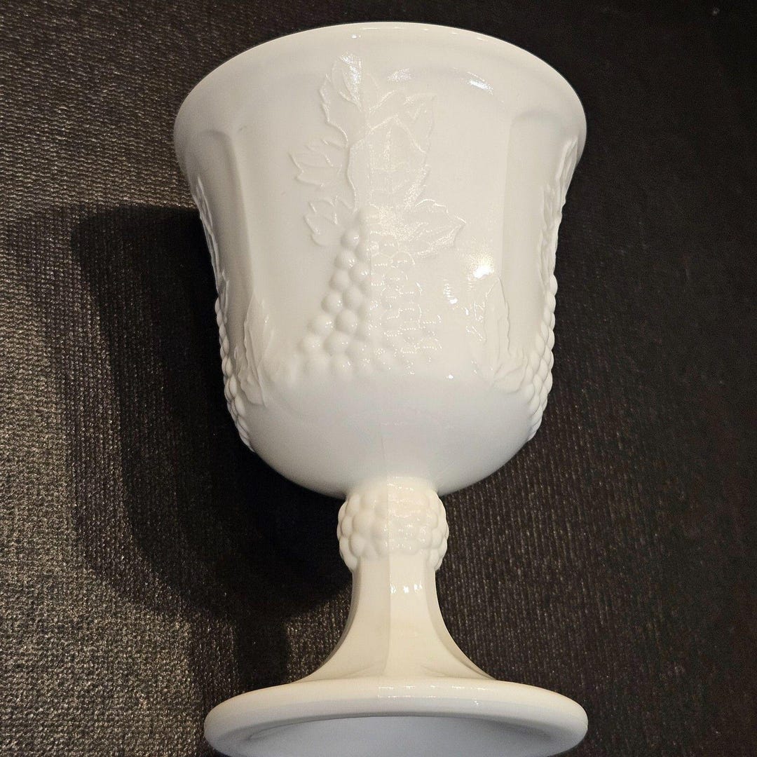 Vintage Indiana Milk Glass Harvest Grape Goblet. Opaque. Harvest ...