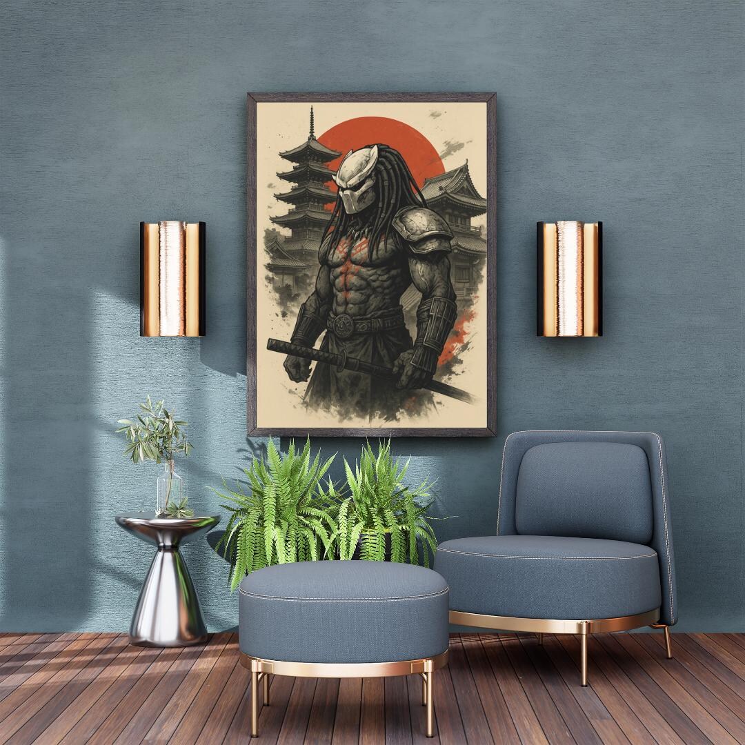 Samurai Predator Art | Japanese Style Alien Decor | Printable Fan Art ...