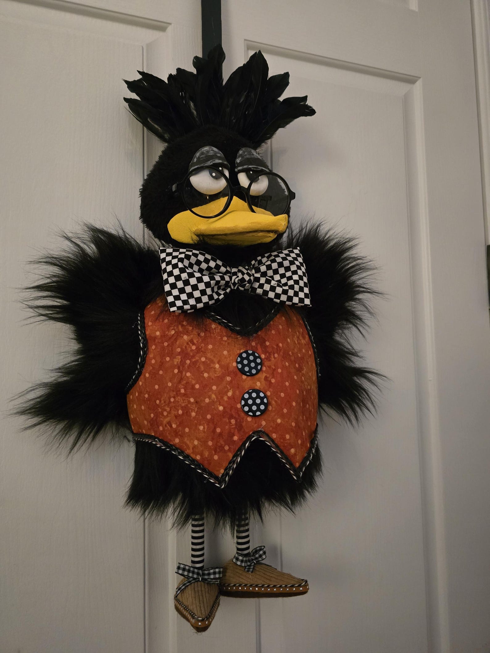 Fall Harvest Crow Wreath Attachment – Handmade Black Crow With Glasses ...