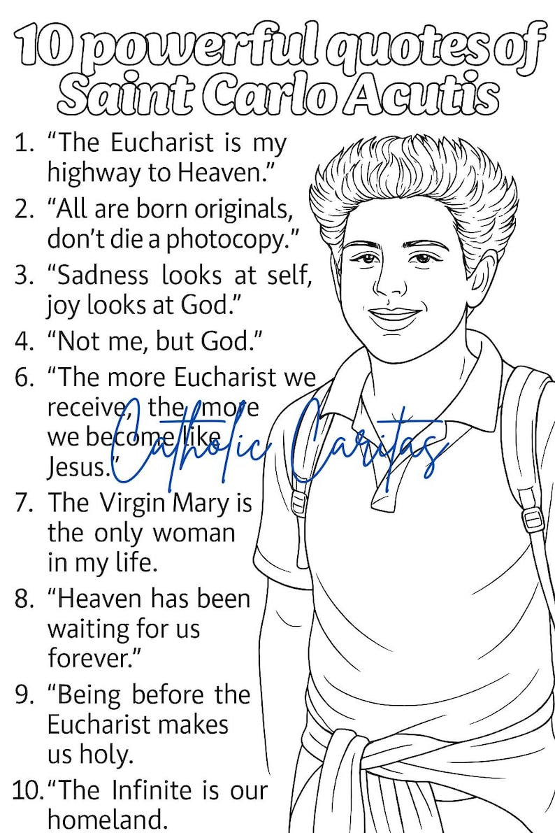 Saint Carlo Acutis Coloring Pages: Catholic Kids Activities (instant ...