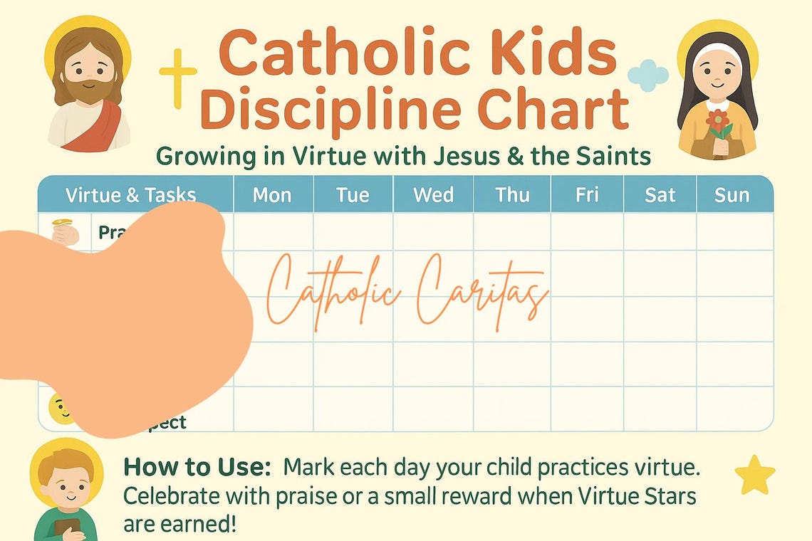 Catholic Kids Virtue Chart: Christian Behavior Tracker (printable PDF ...
