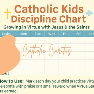 Catholic Kids Virtue Chart: Christian Behavior Tracker (printable PDF ...