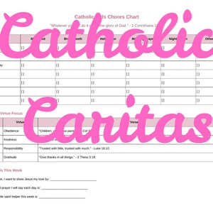 Catholic Kids Chores Chart Printable – Faith-based Weekly Tracker for ...