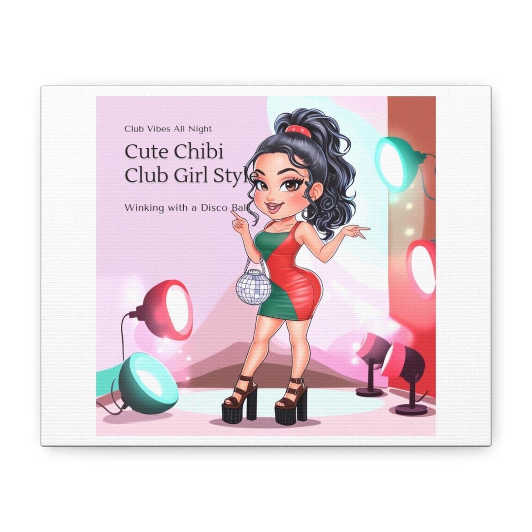Chic Wall Art, Cute Chibi Club Girl Style, Vibrant Decor for Party ...