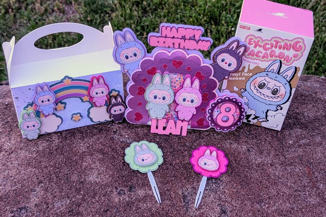 Labubu Birthday Party Decorations: Macaron Series, Handmade Accessories ...