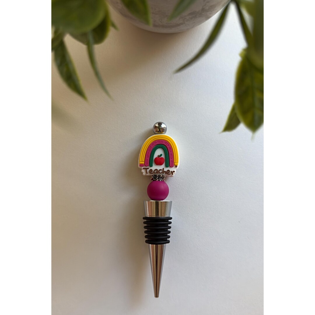 Custom Teacher Wine Stopper | Rainbow Apple Gift - Etsy