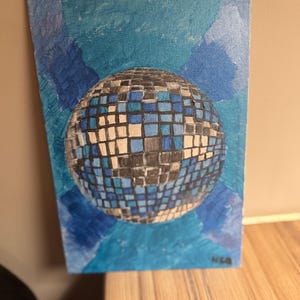 Disco Ball Acrylic Painting on Canvas Blue - Etsy