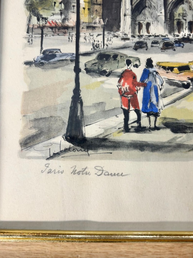 Paris NOTRE DAME Watercolor C. 1940's Original Print! 18" X 14" Inches ...